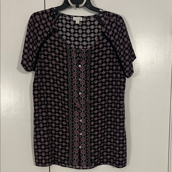 J. Jill | Tops | Jjill Med Button Down Blouse Black W Decorative Ribbon ...